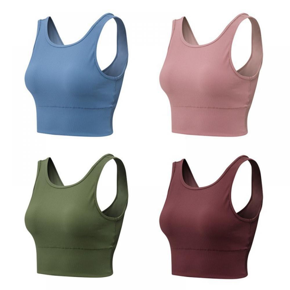 4-Pack Women's Sport Bra Tank Tops Yoga Camisole Crop Top with Built in ...