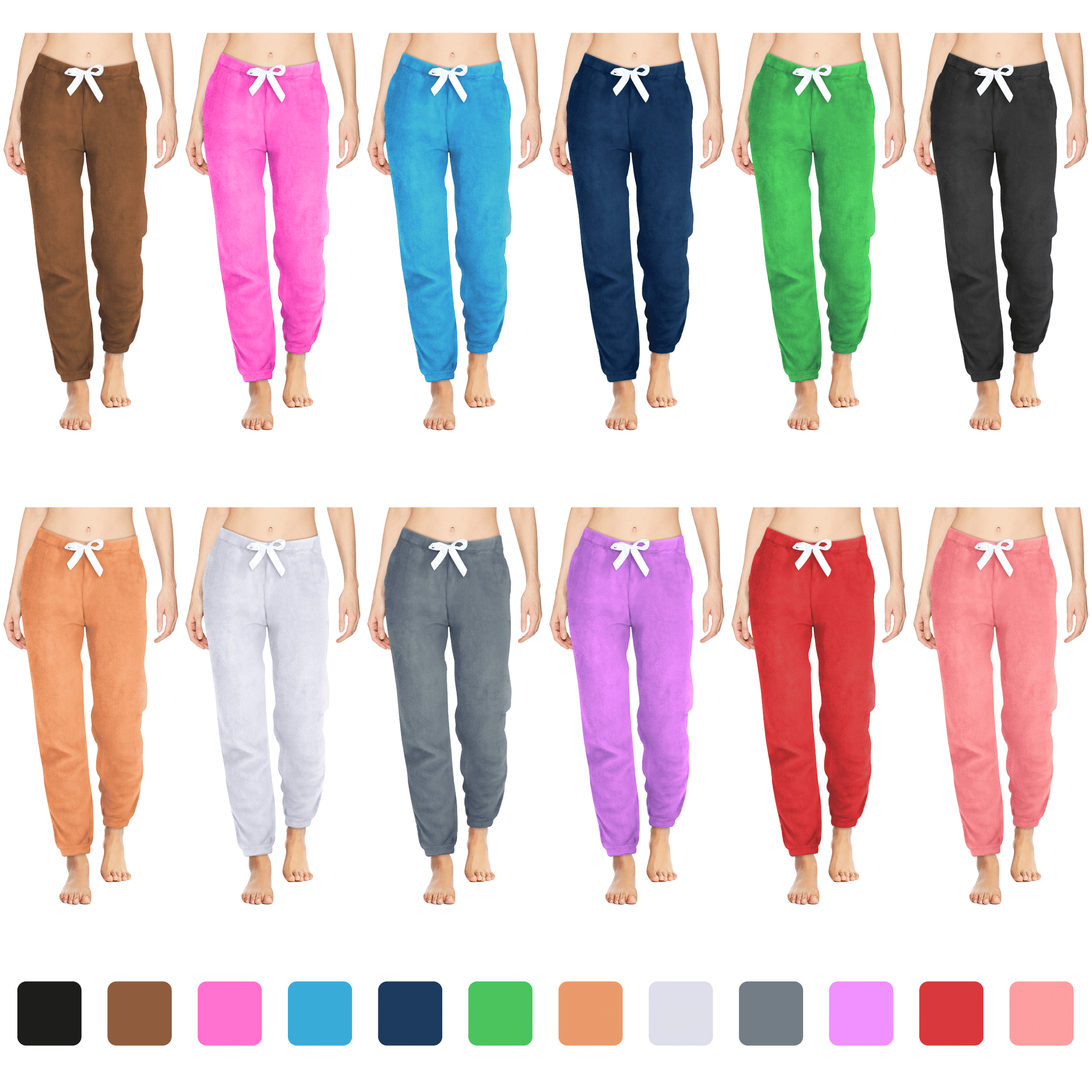 4-Pack Women's Ultra-Plush Micro Fleece Pajama Pants PJ Bottoms ...