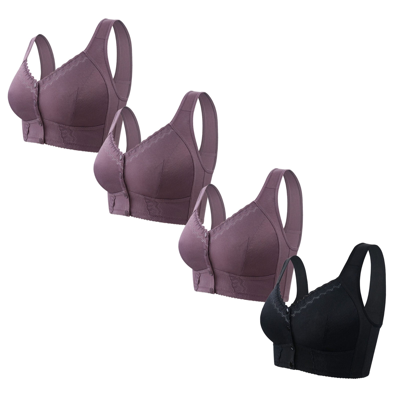 4-Pack Women's Wireless Bras: Comfortable No-Slip Underwear, Sexy ...