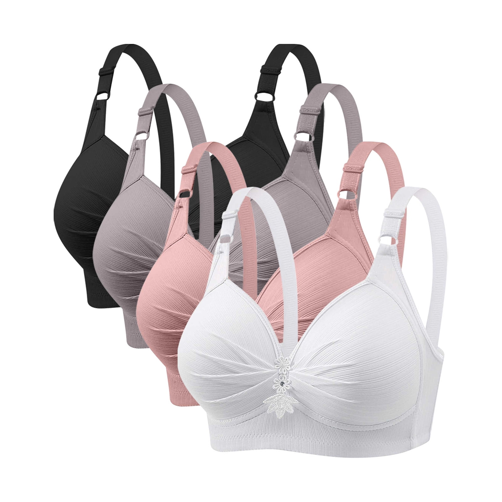 4 Pack Womens Bras Plus Size Push-up Comfort No Underwire Bra Comfort ...