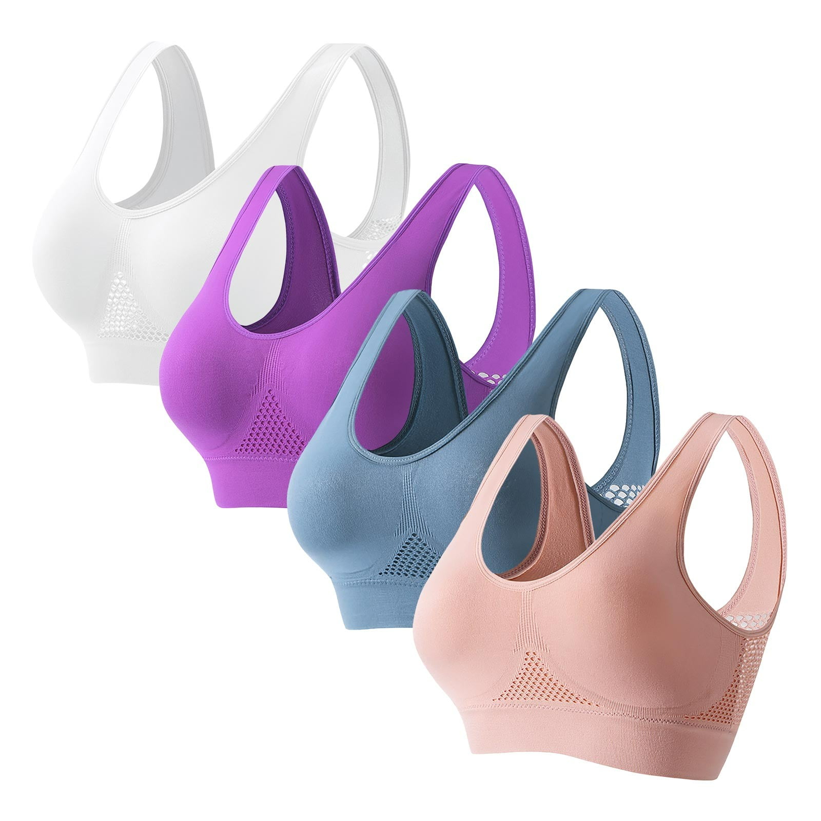 4 Pack Womens Cutout Sports Bras Training Plus Size Push Up Bralettes ...