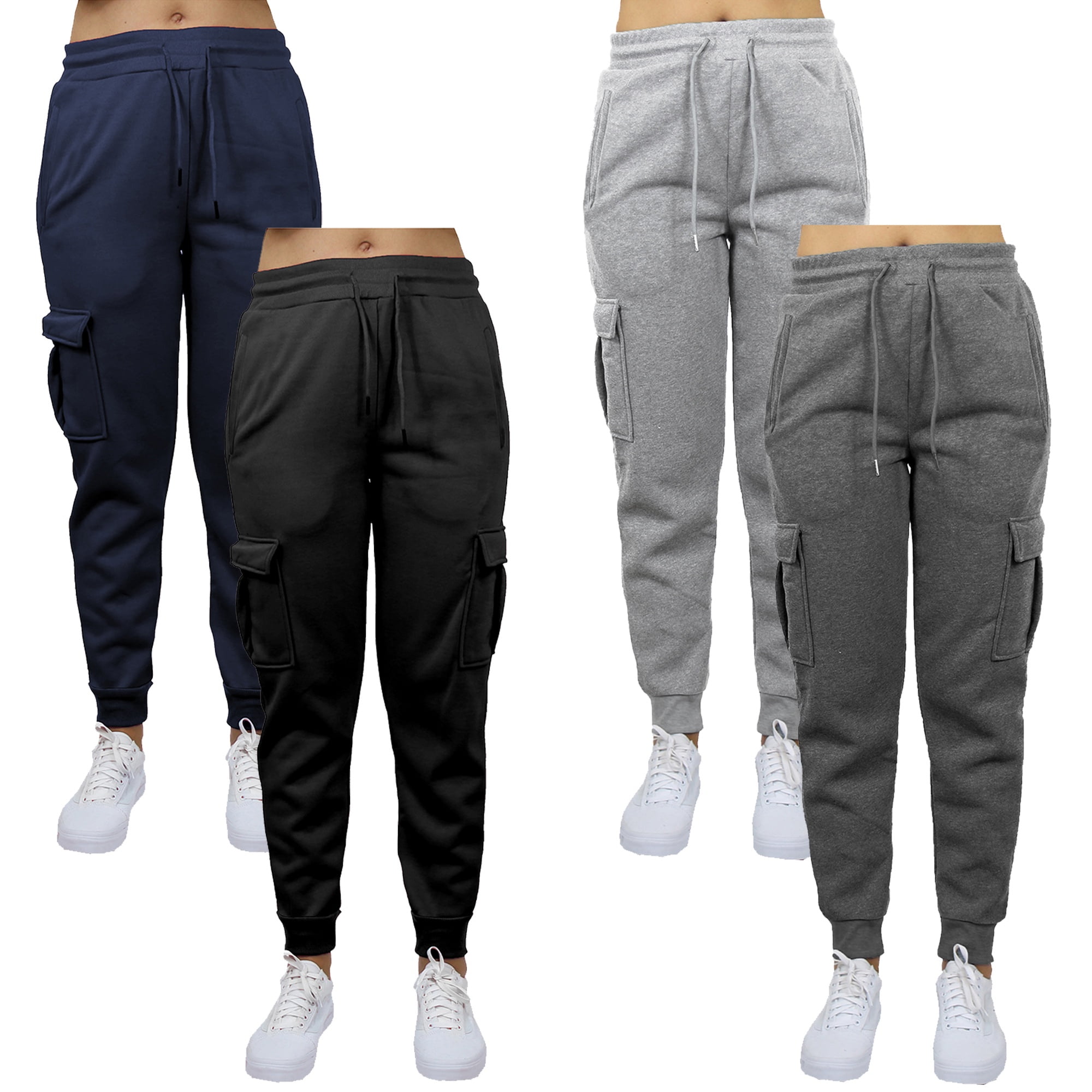 4-Pack Womens Loose Fit Fleece Jogger Sweatpants (S-2XL) - Walmart.com