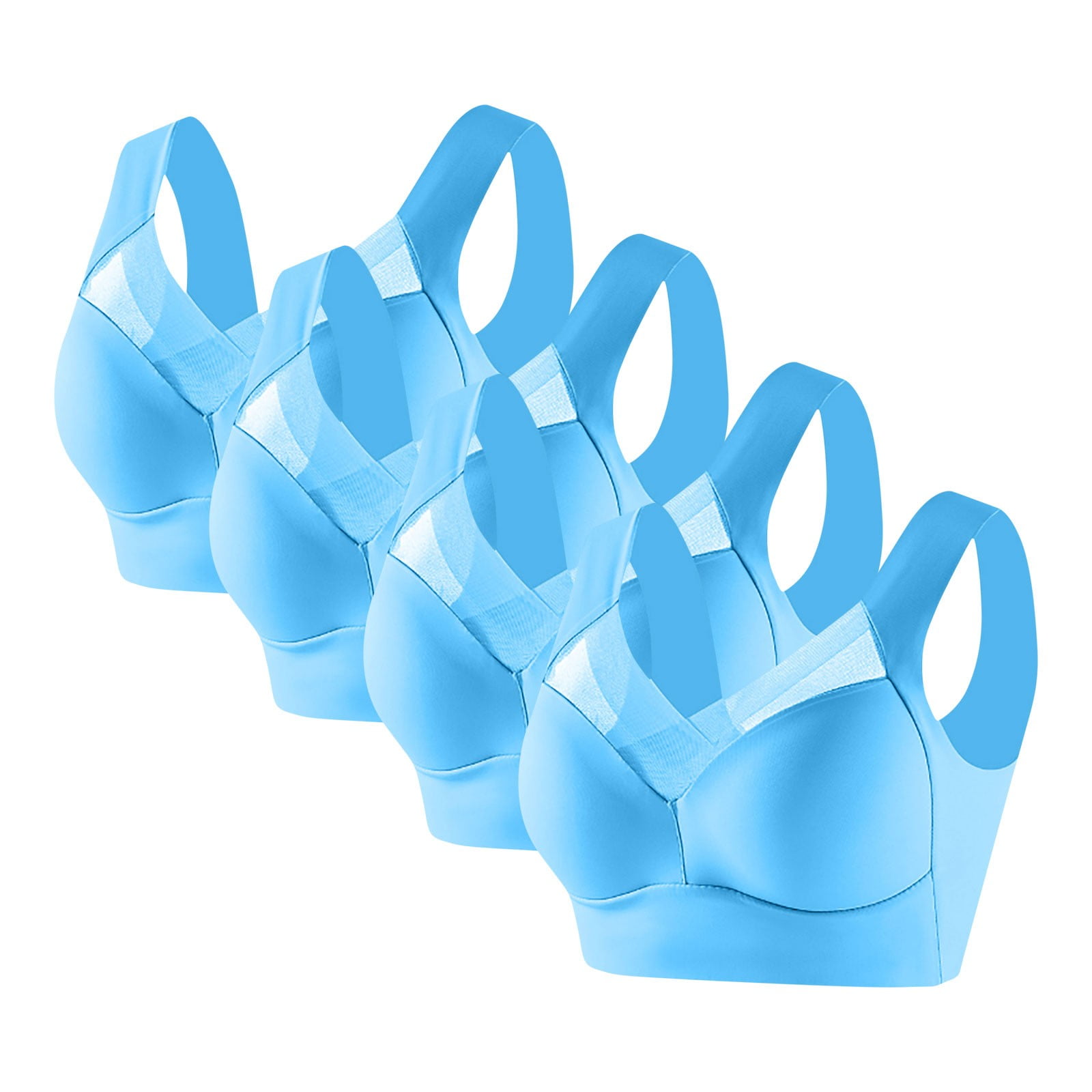 4 Pack Womens Sports Bras Wireless Mesh Breathable Full Coverage ...