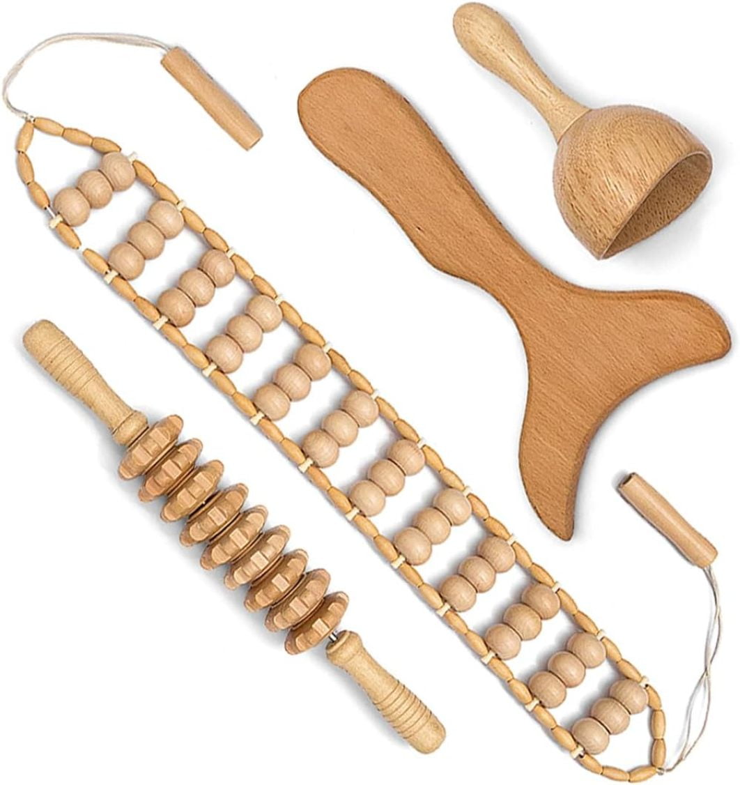 4 Pack Wood Therapy Massage Tools for Lymphatic Drainage, Professional ...