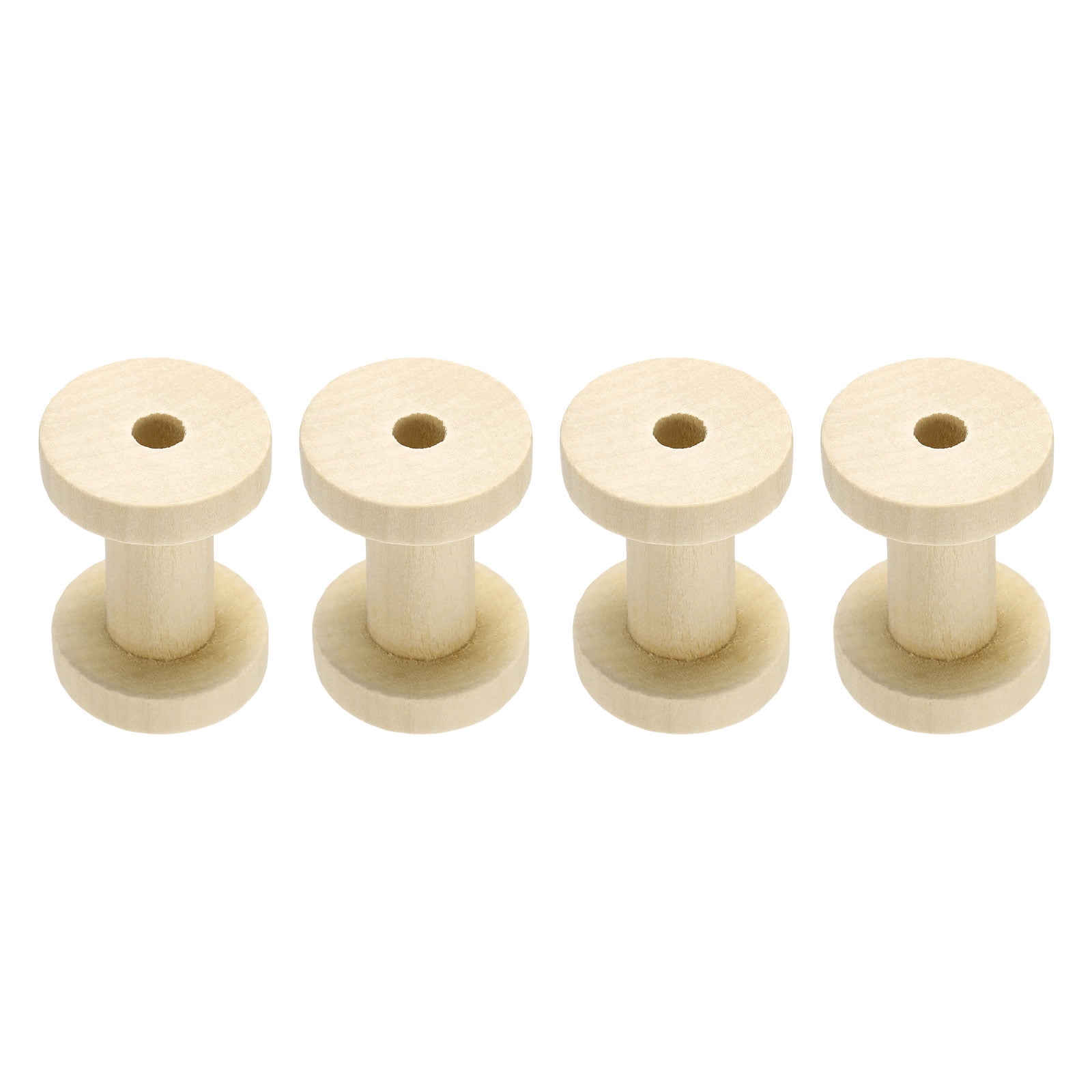 4 Pack Wooden Bobbins, 1.77" x 2.36"(WxH) Unfinished Wooden Spools Wire ...