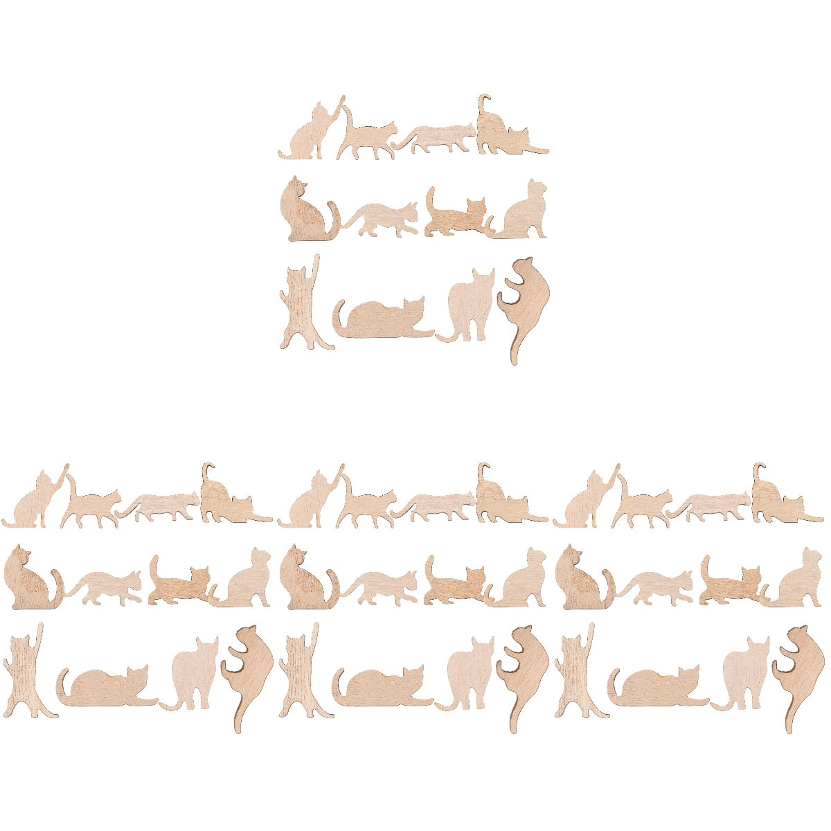 4 Pack Wooden Cat Chips Unfinished Animal Cutouts Themed Unpainted ...