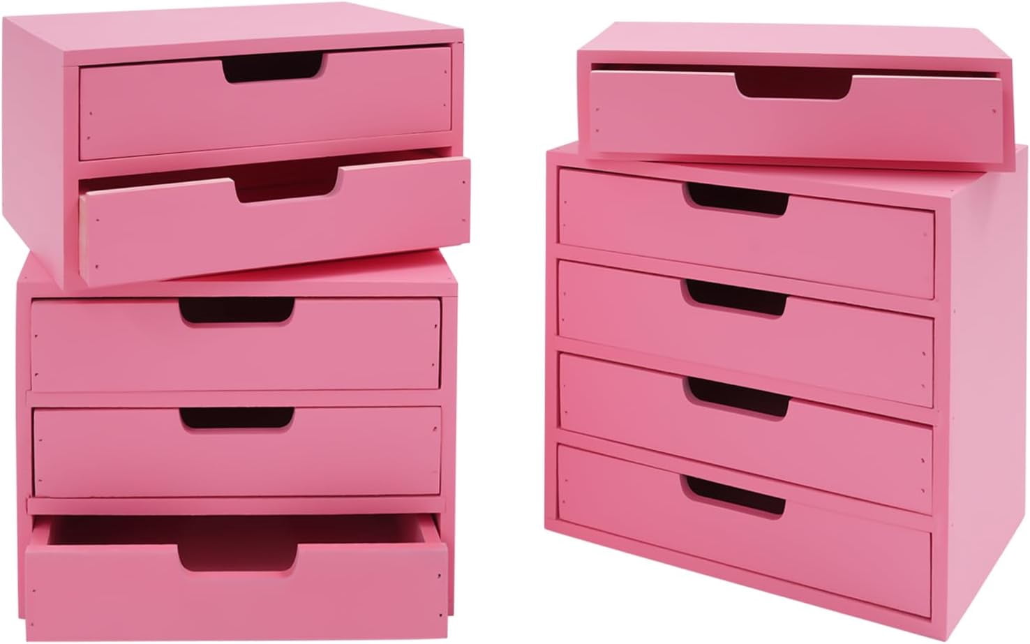 4 Pack Wooden Desktop Storage Organizer, Stackable Drawer Cabinet with ...