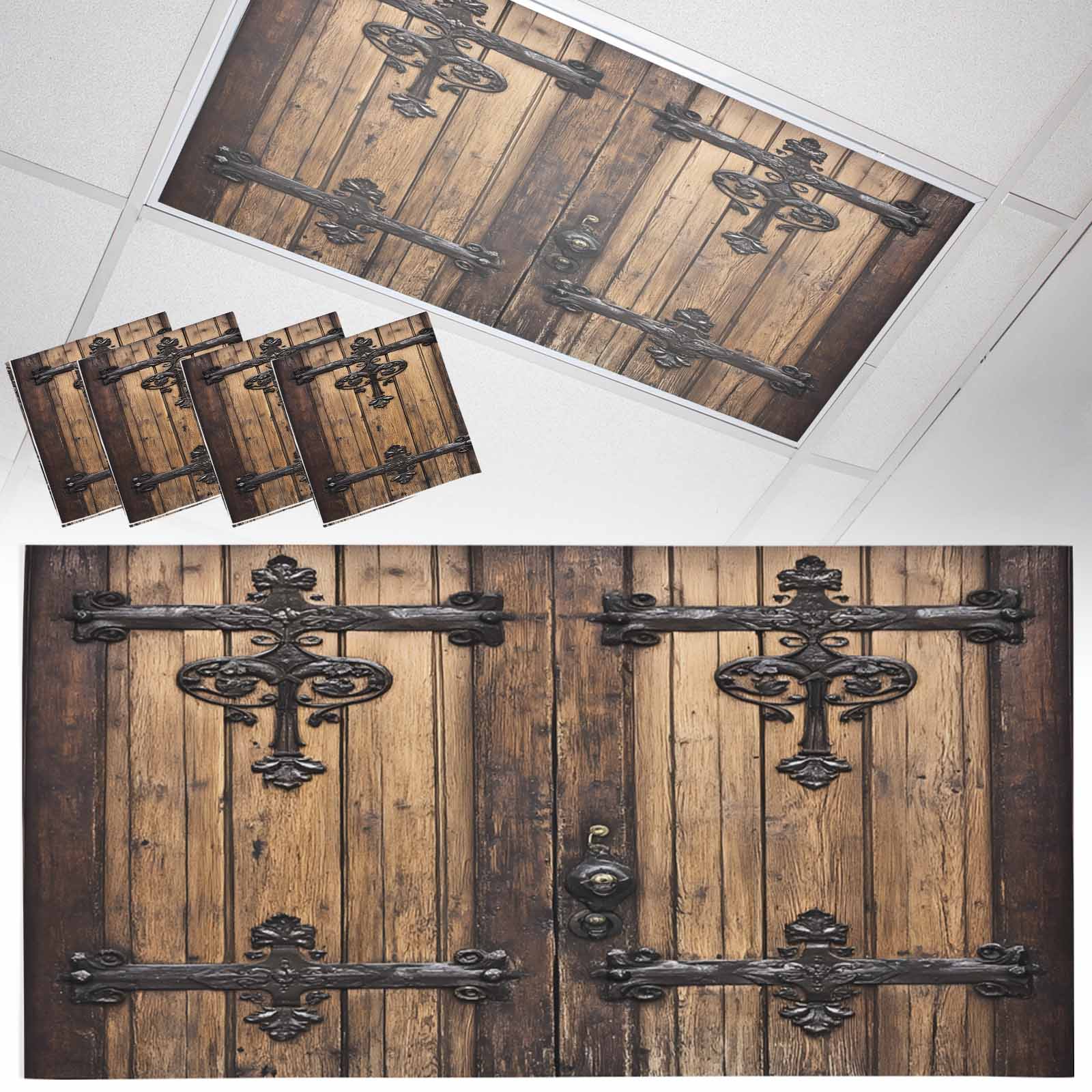 4 Pack Wooden Door Fluorescent Light Covers for Ceiling Lights Barn ...