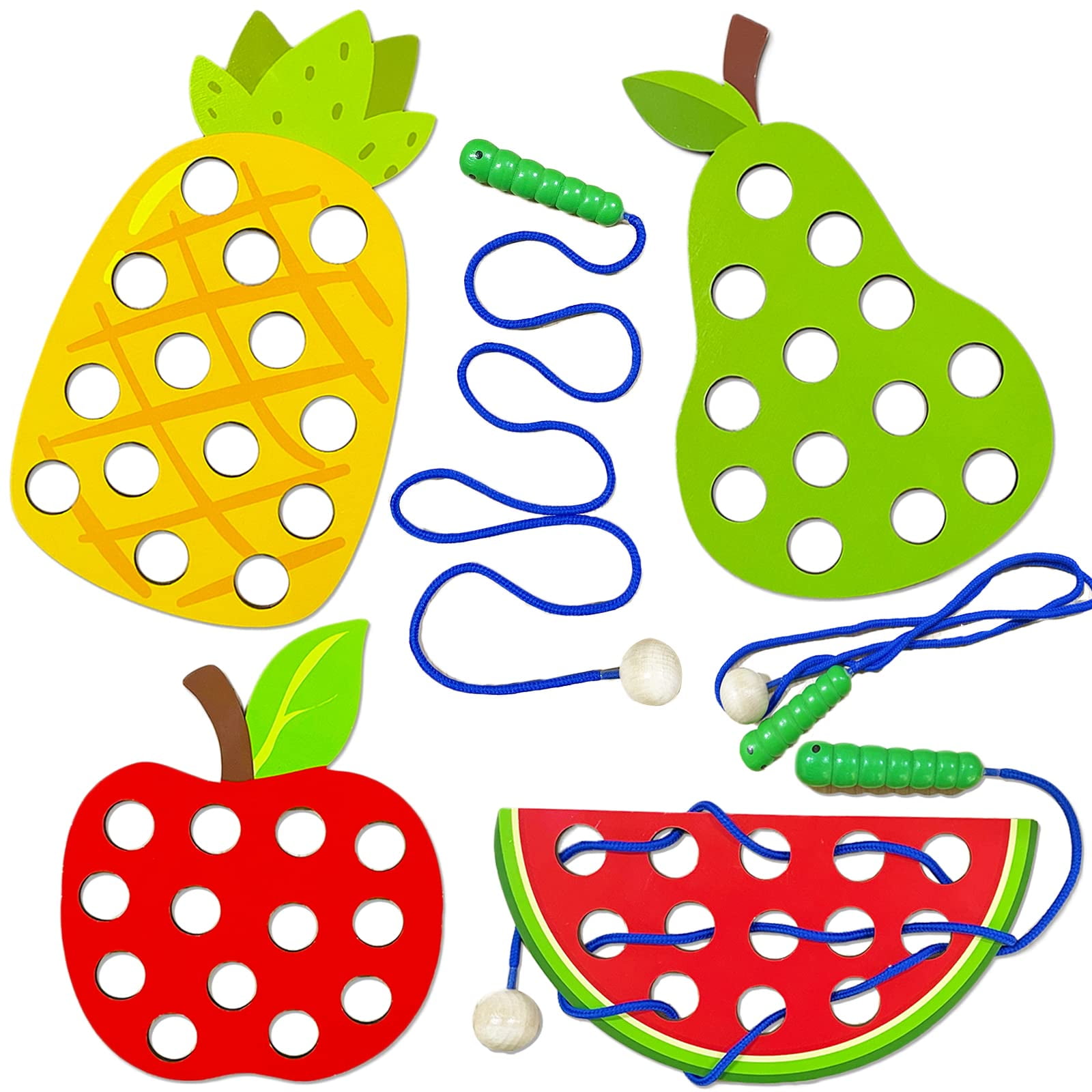 4 Pack Wooden Lacing RRF12 Toy,Educational Threading Activity Fine ...