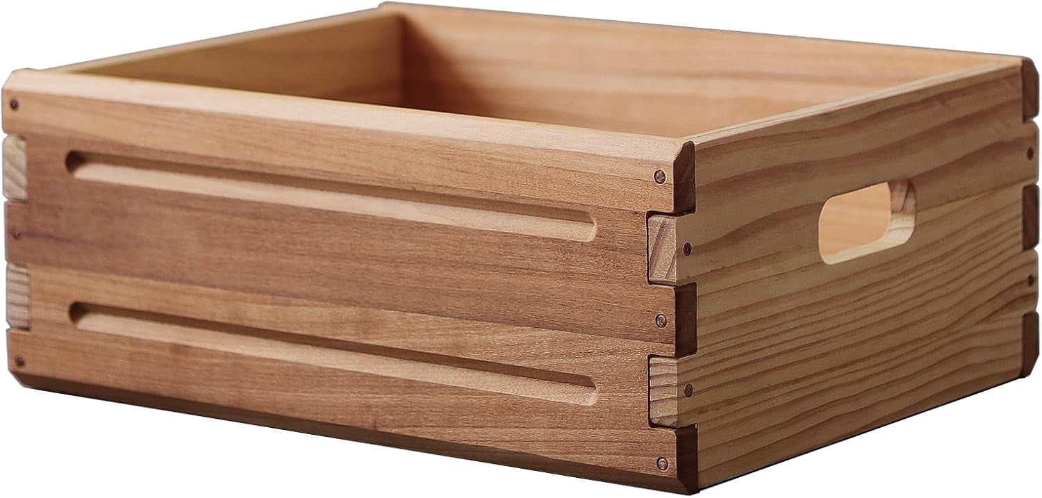 4 Pack Wooden Storage Bins of 16"x12"x6.25".Durable Open Solid Wood Box ...