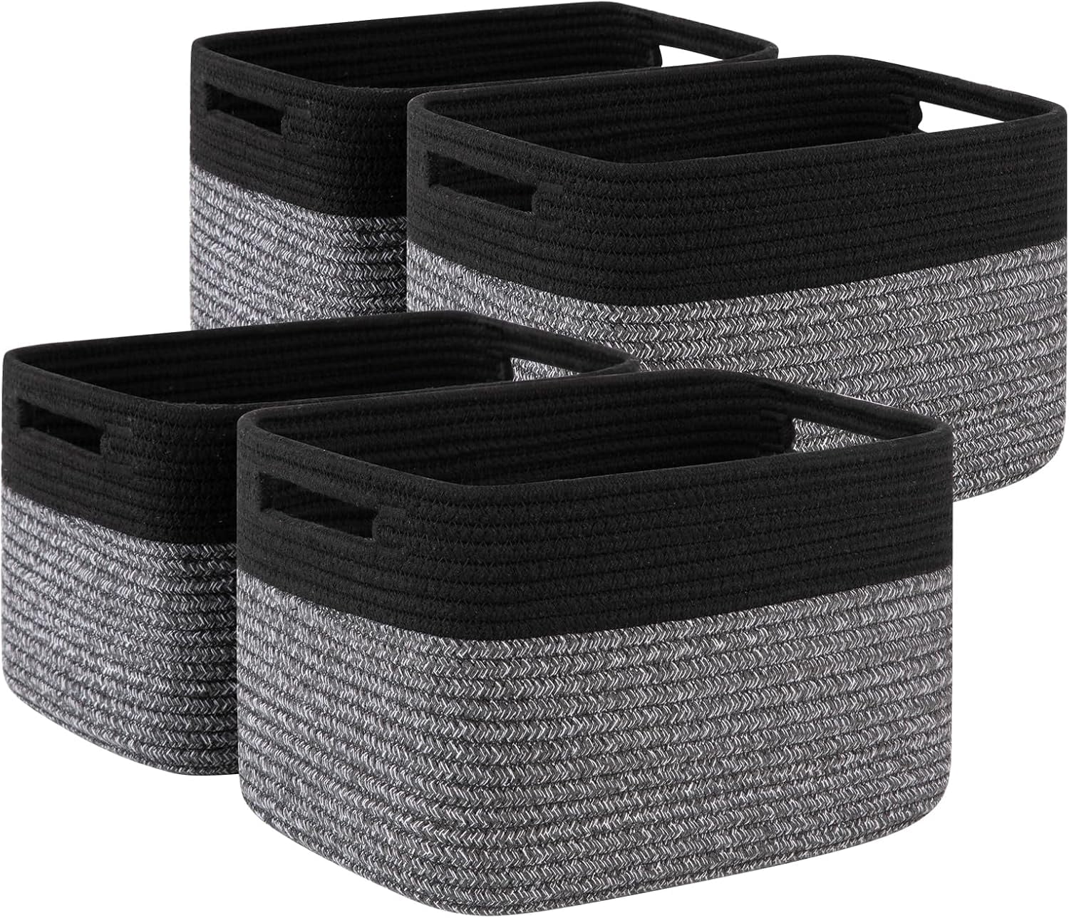 4 Pack Woven Storage Baskets for Organizing Shelves, Durable Dark Grey ...