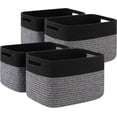 4 Pack Woven Storage Baskets for Organizing Shelves, Durable Dark Grey ...
