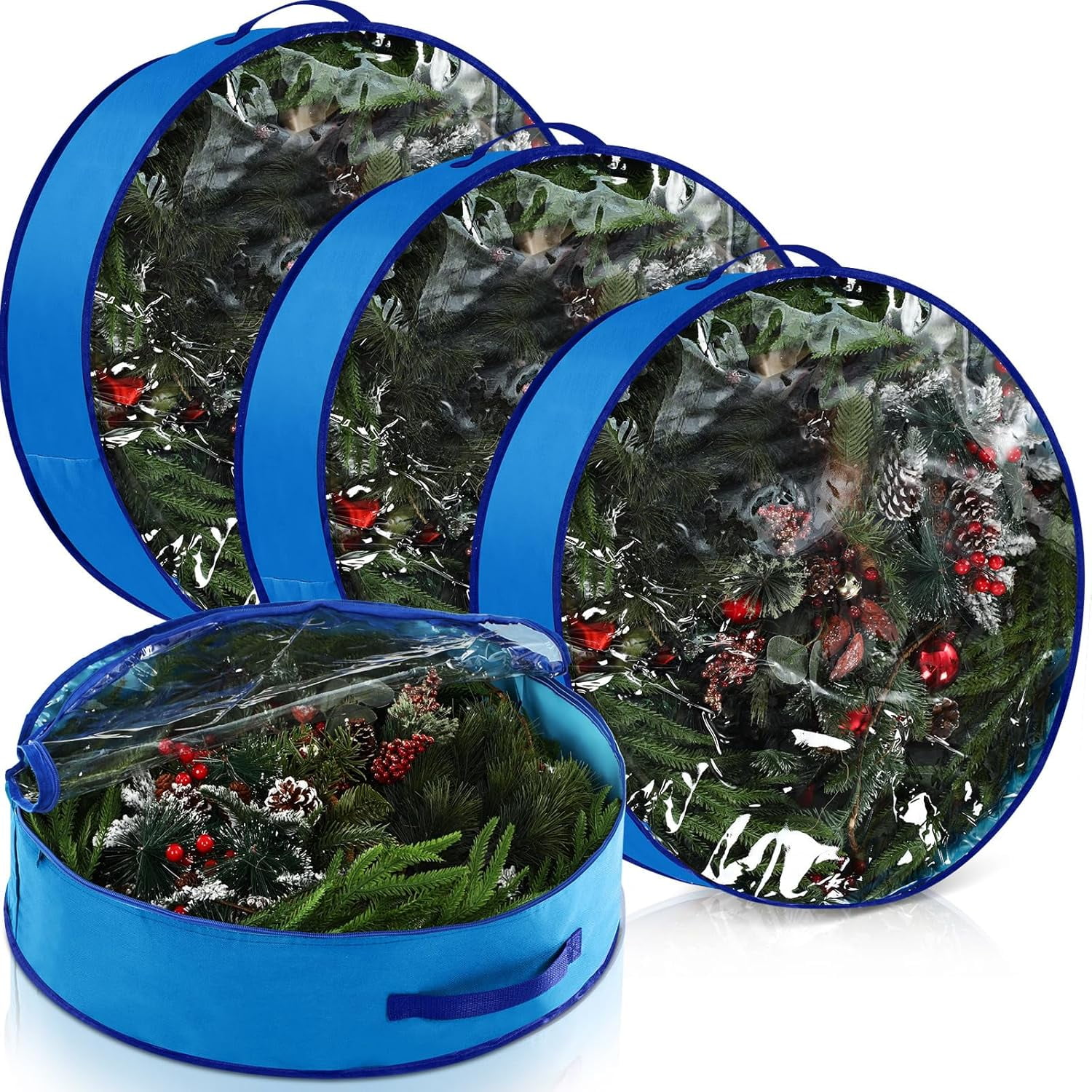 4 Pack Wreath Storage Container, Christmas Wreath Storage Box with ...