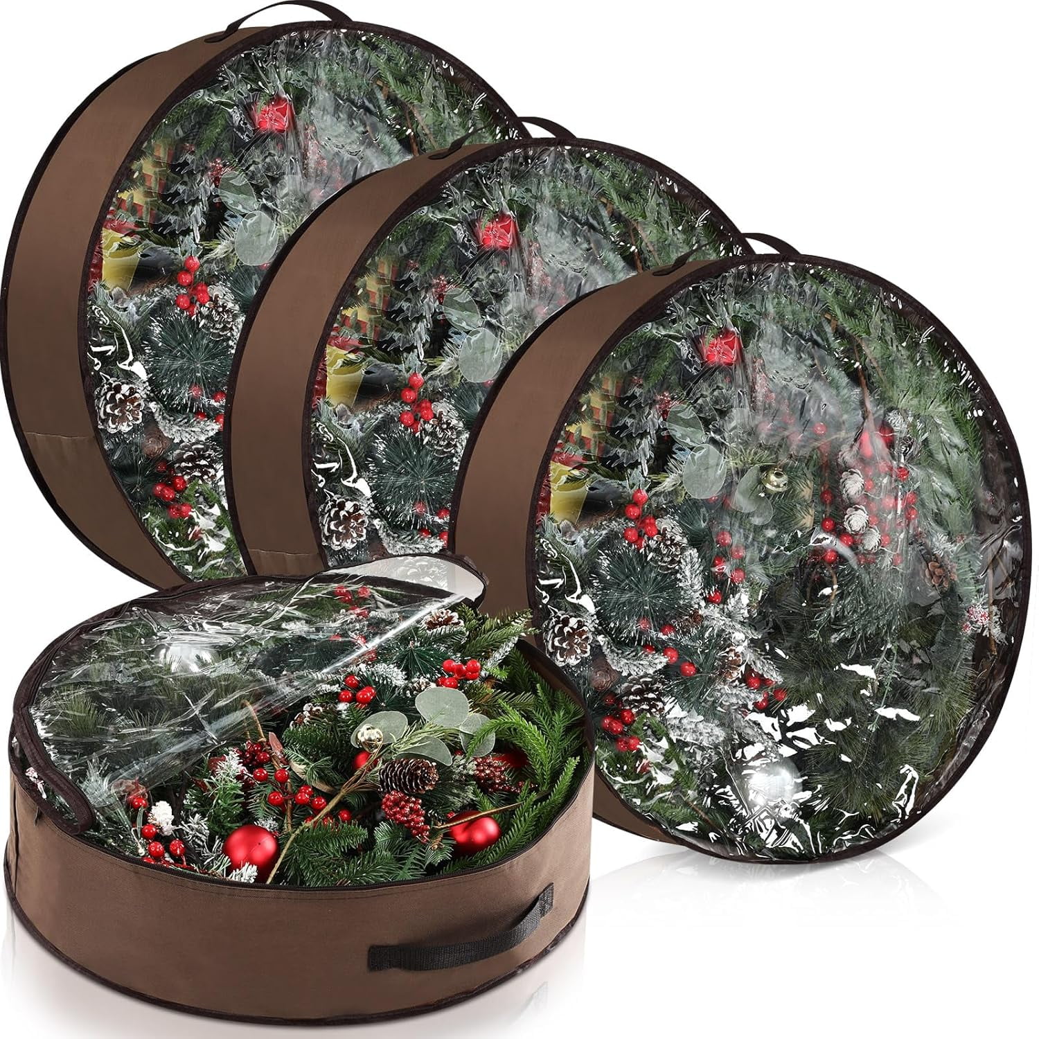 4 Pack Wreath Storage Container, Christmas Wreath Storage Box with ...