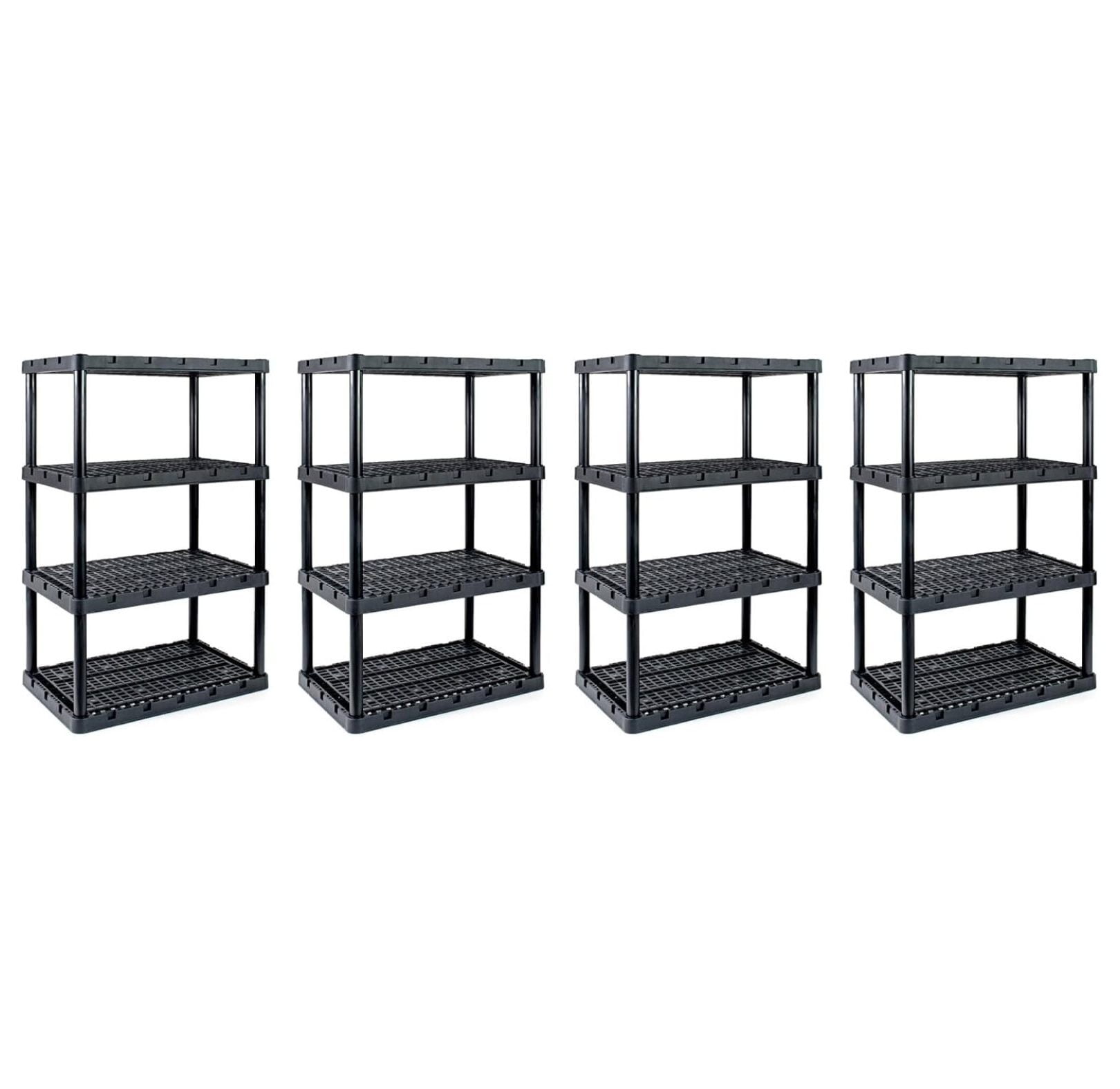 4-Pack XL Storage Shelving, Heavy-Duty Knect-A-Shelf, 4 Shelves, Black ...