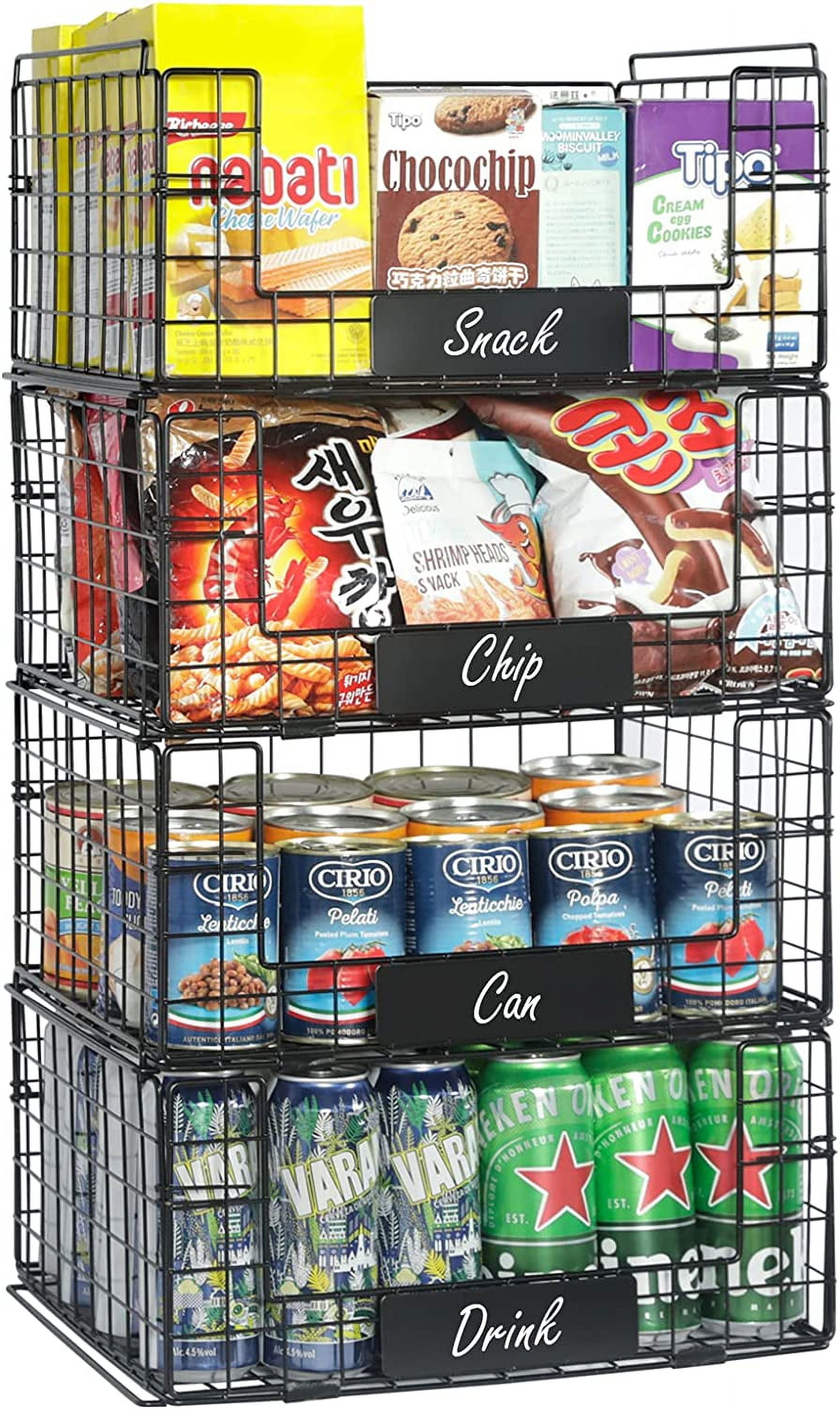 4 Pack XXL Stackable Wire Baskets with Handles, X-cosrack Fruit ...