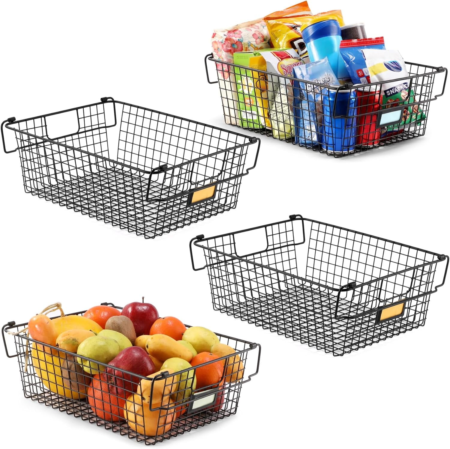 4 Pack [ XXXL Large ] Wire Baskets for Organizing - Pantry Storage and ...