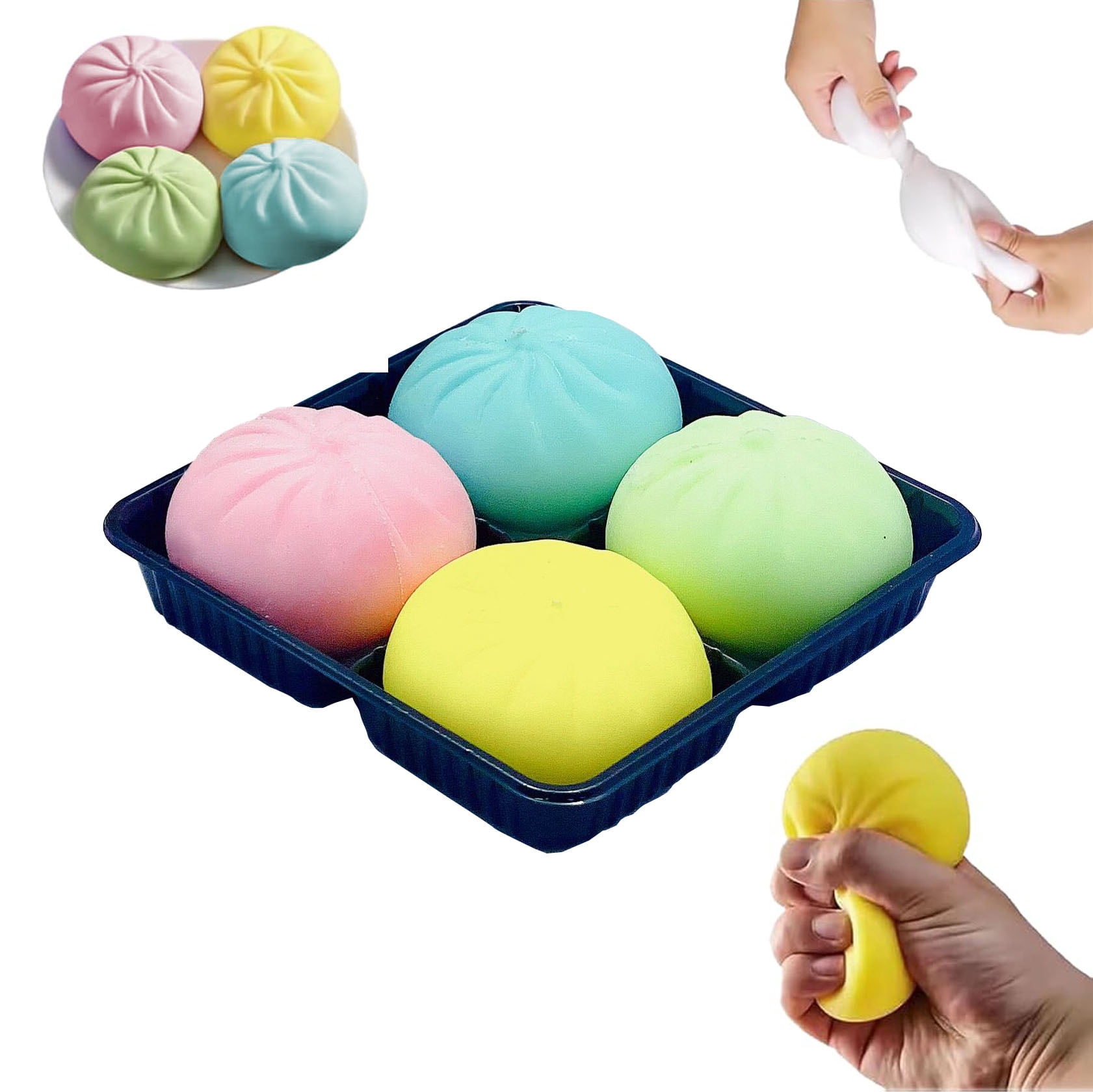 4 Pack Xiaolongbao Squishy Dumplings, Cute Steamed Bun Stress Relief ...