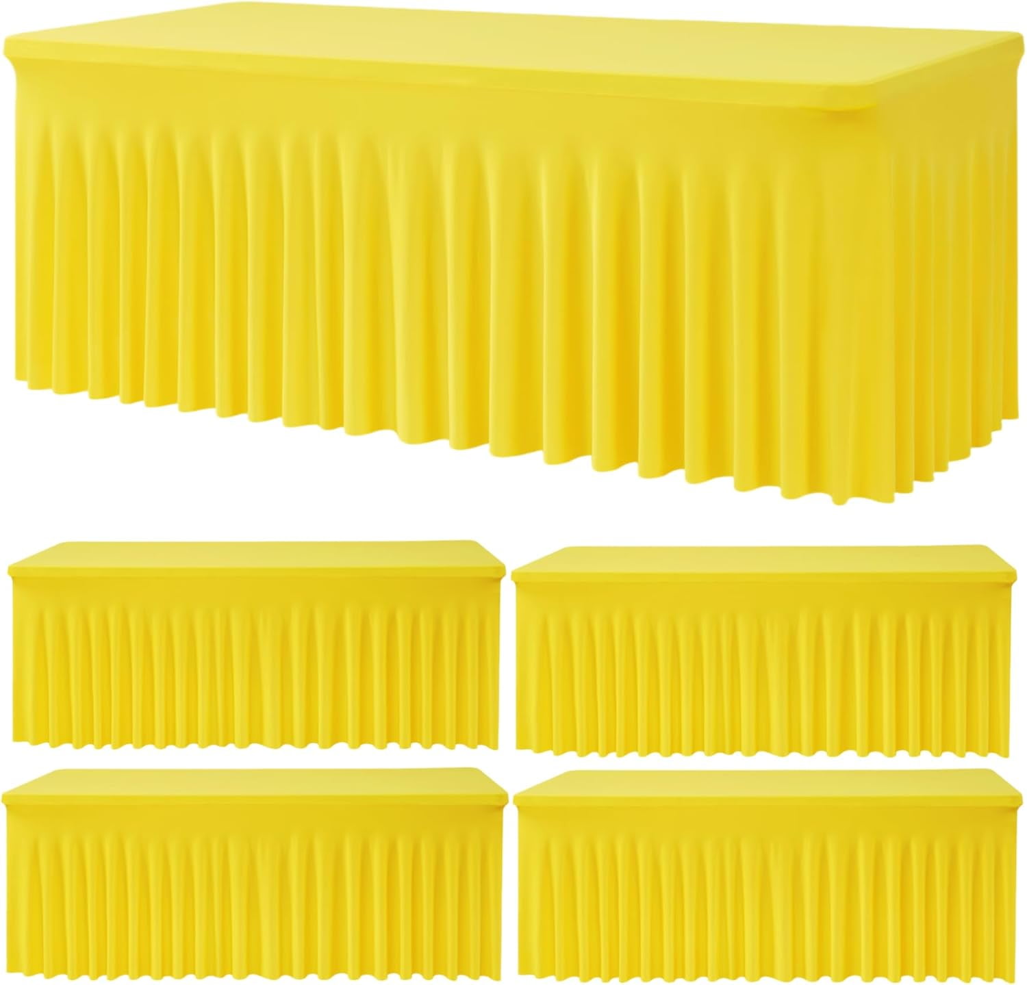 4-Pack Yellow 6ft X 72in Rectangle Spandex/Polyester Blend Tablecloths ...