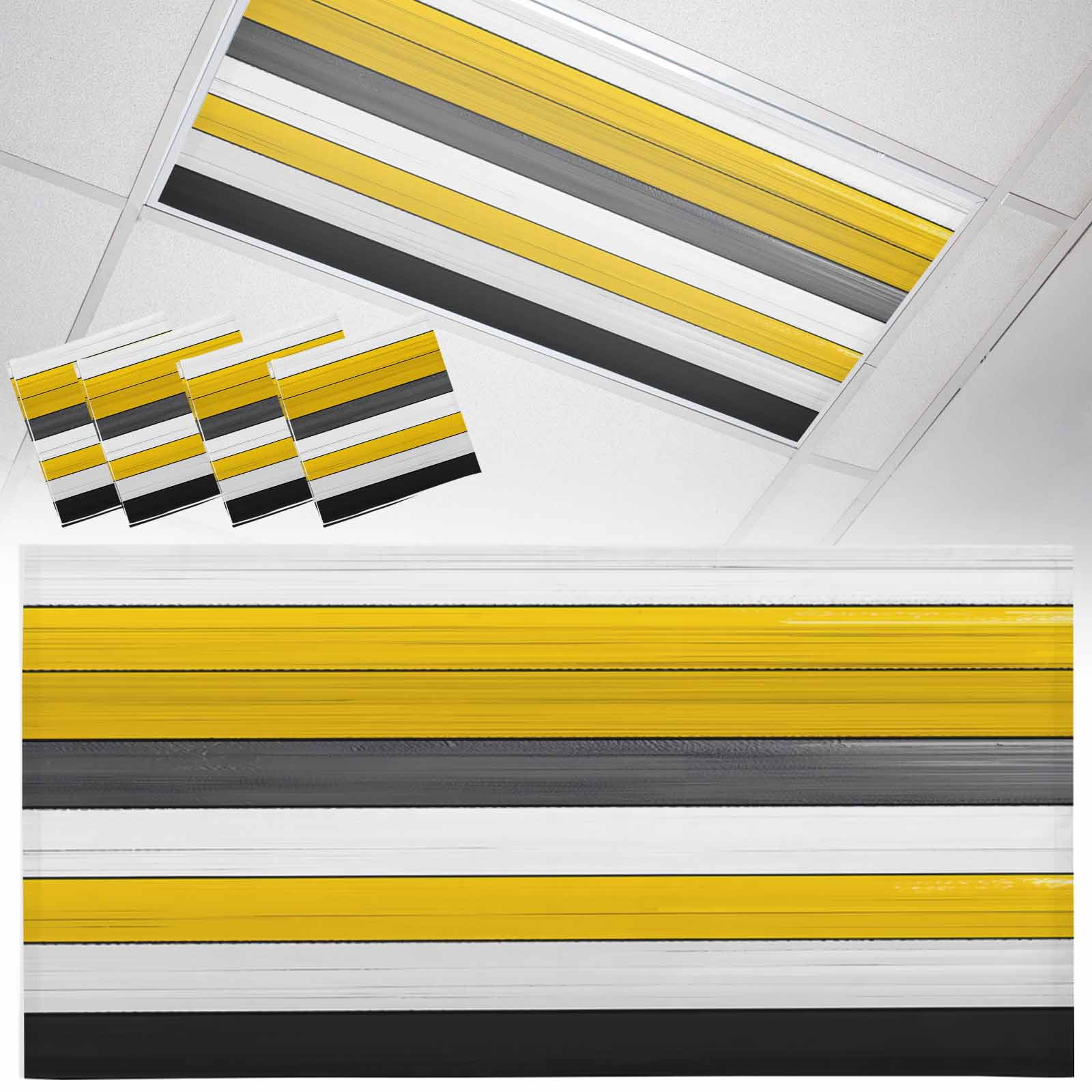 4 Pack Yellow Black Fluorescent Light Covers for Ceiling Lights Striped ...