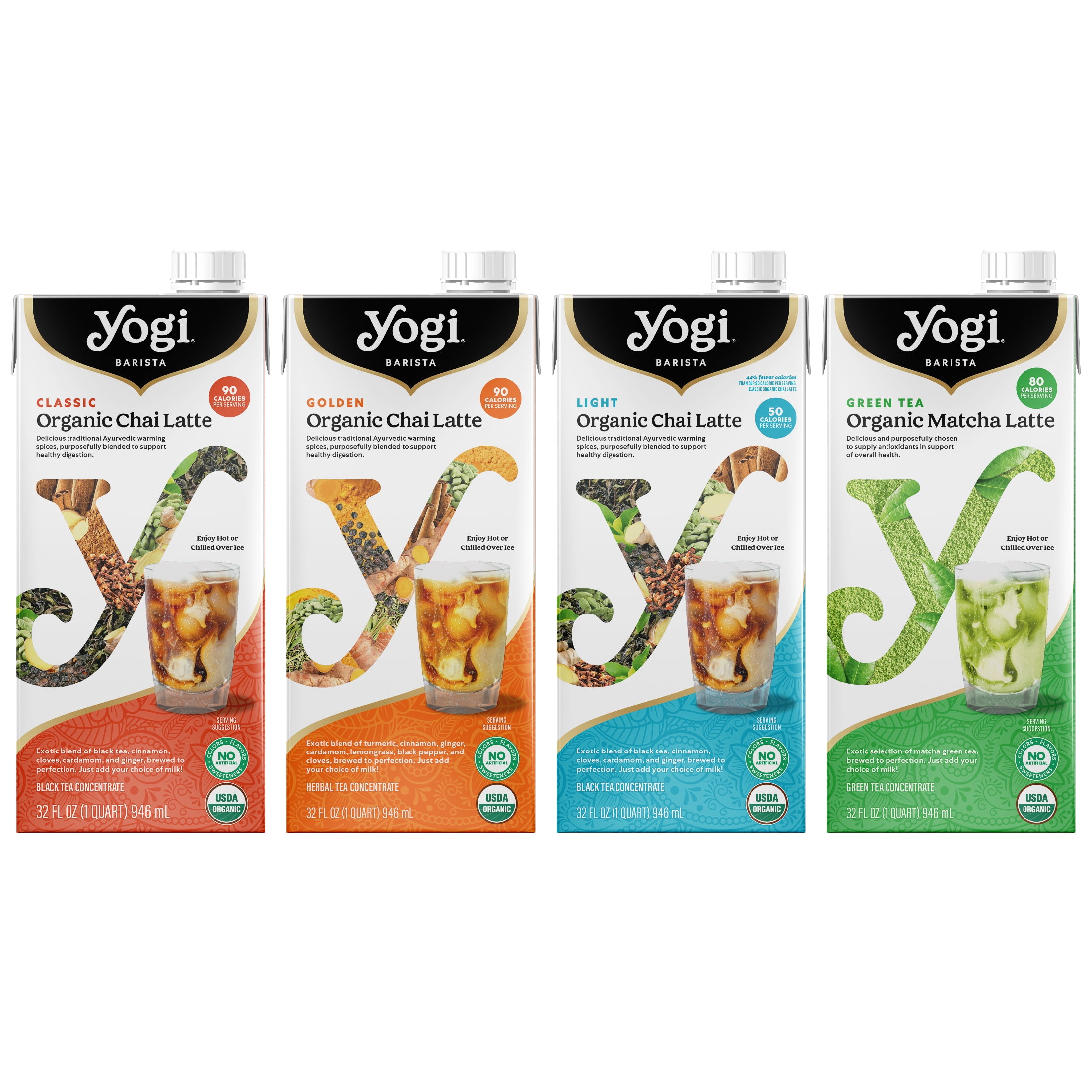 (4 Pack) Yogi Barista Organic Chai Latte Variety Pack, Tea Concentrates ...