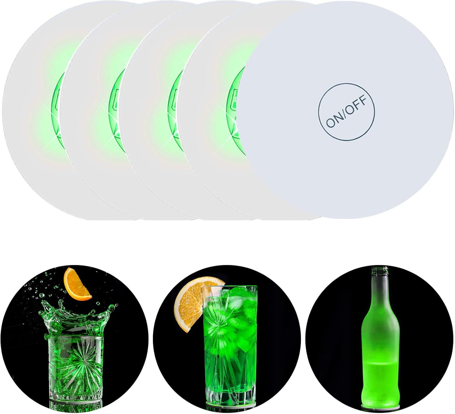 4 Pack disposable coasters, LED Drink Coasters Bar Beer Beverage ...
