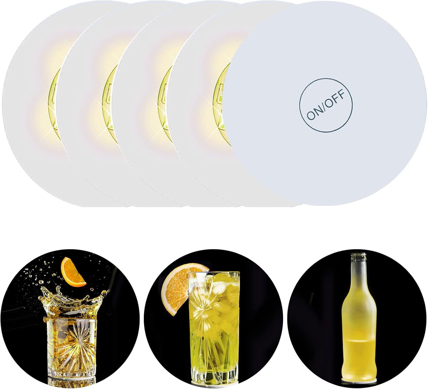 4 Pack disposable coasters, LED Drink Coasters Bar Beer Beverage ...