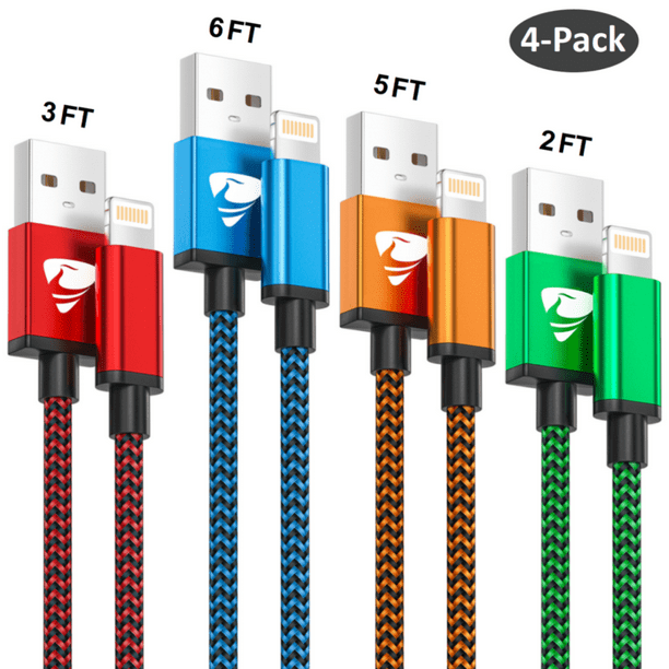 4-Pack iPhone Charger Cable, Aioneus Lightning Cable 6FT 5FT 3FT 2FT ...