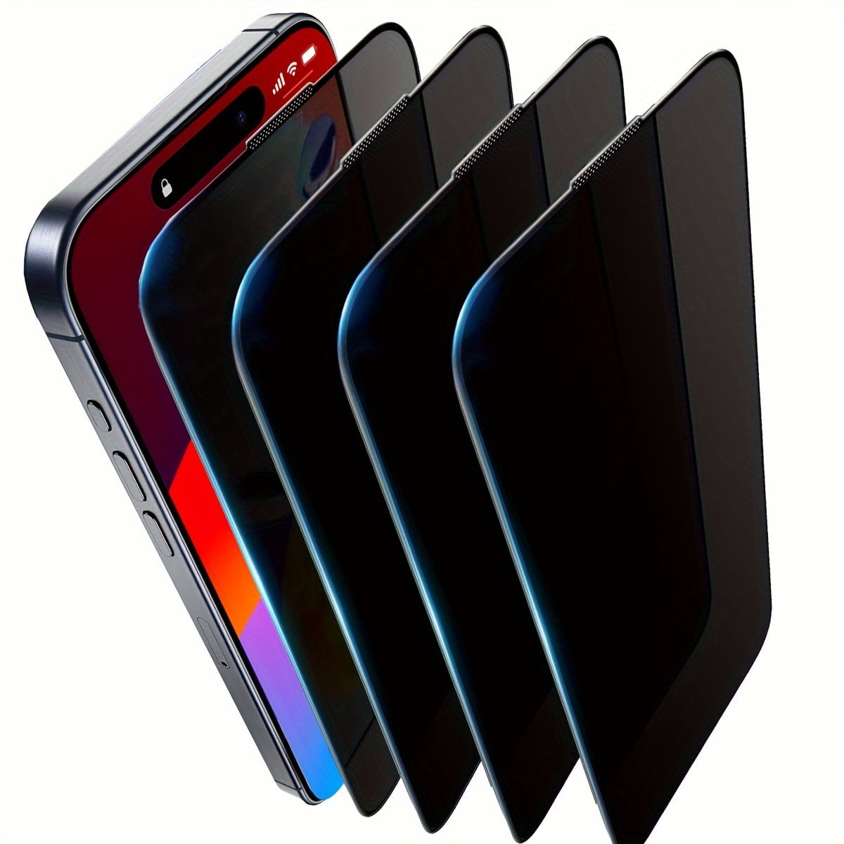 4-Pack iPhone Tempered Glass Privacy Screen Protector - High Hardness ...