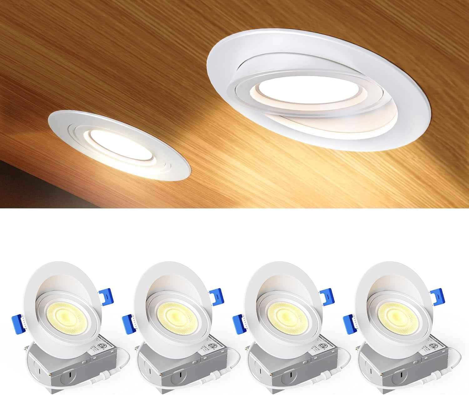 4 Pack inch 5CCT LED Gimbal Led Recessed Light with Junction Box, 360 ...