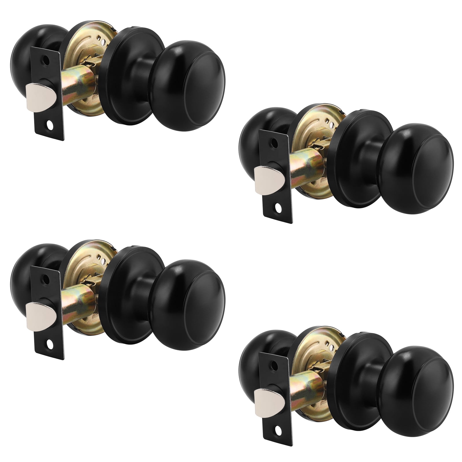 (4 Pack) knobelite Round Passage Door Knob(Non-Locking Knobs), Keyless ...