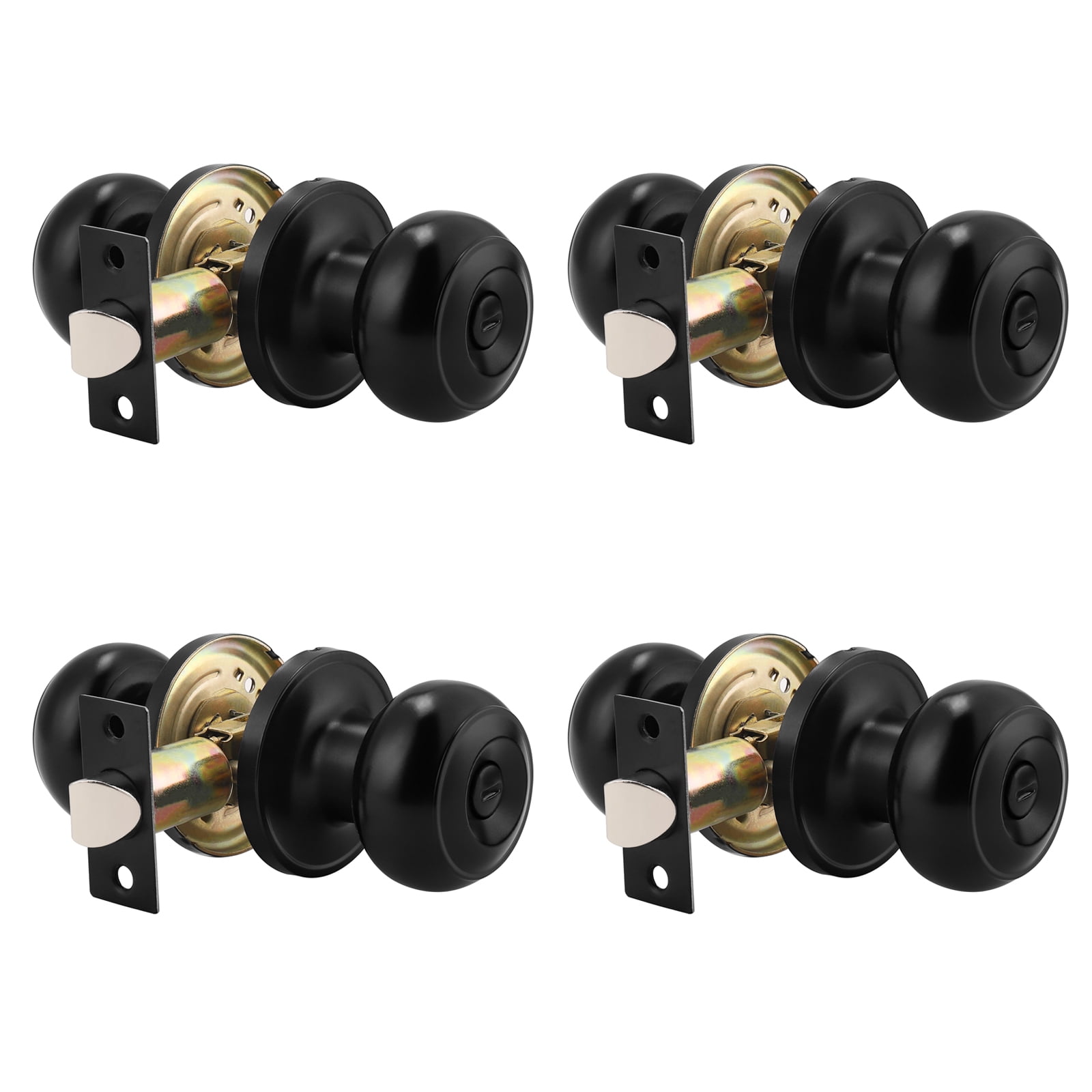 (4 Pack) knobelite Round Privacy Door Knob(Thumb Turn Lock on The ...