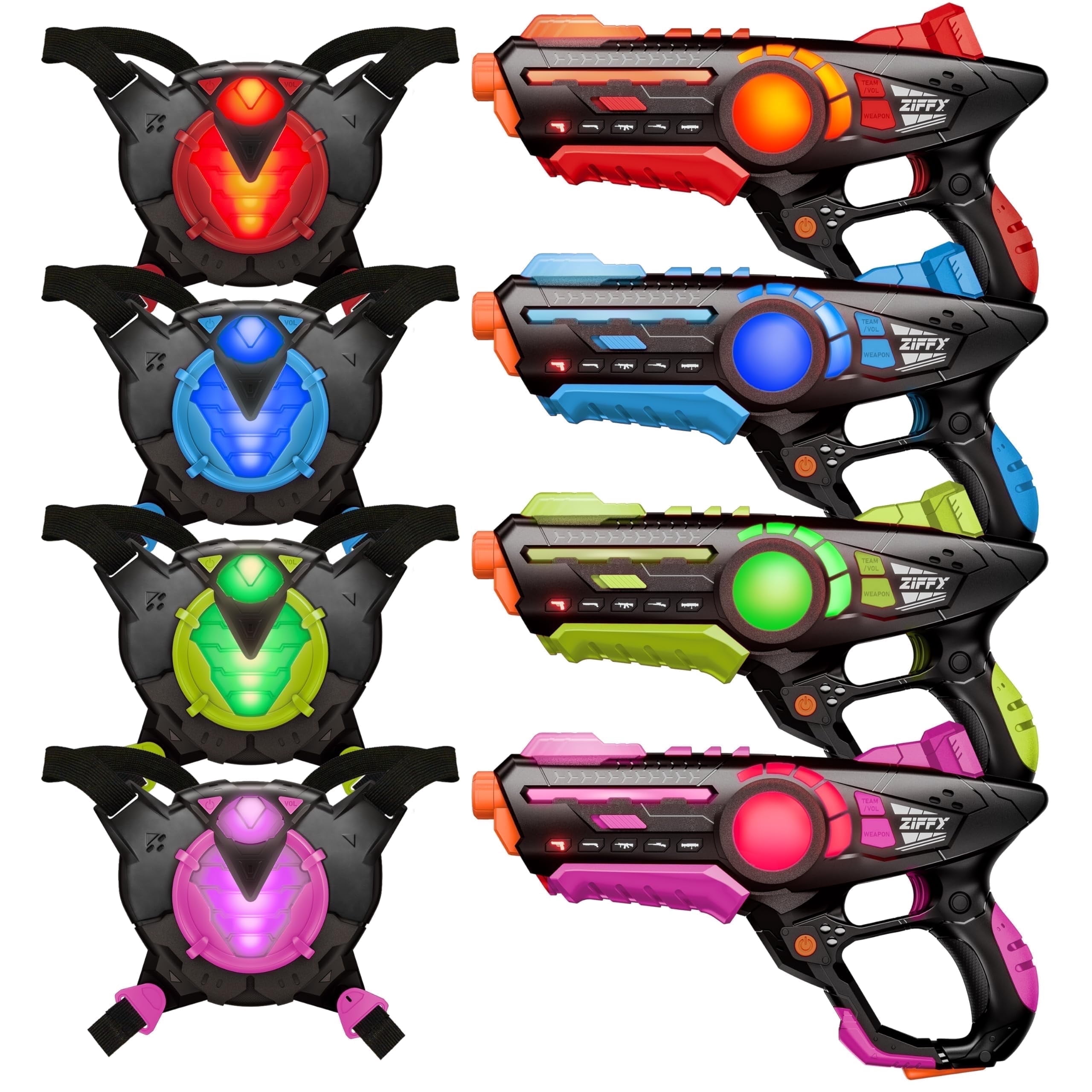 ZIFFY Laser Tag Set of 4 with Vests, Multi-Functional Laser Tag Indoor ...
