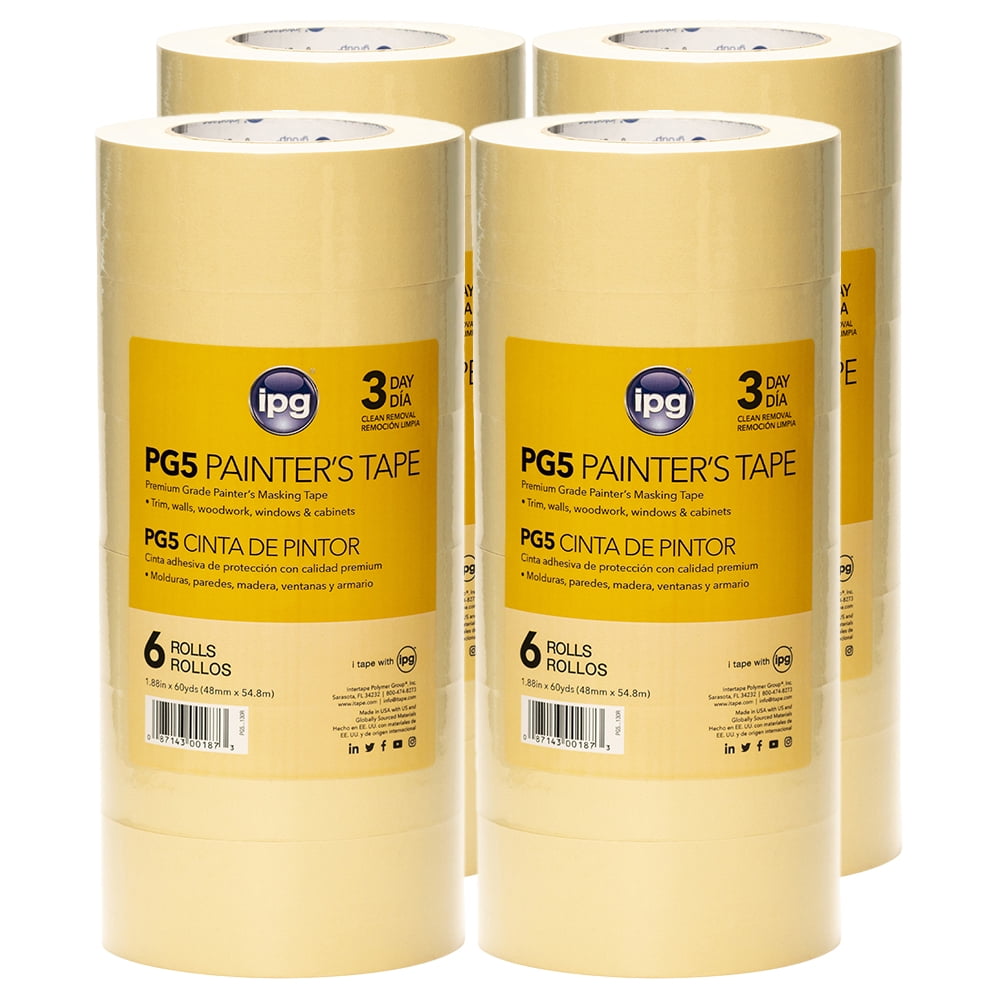 4-Pack of 1.88” x 60 yds Intertape PG5 ProMask Tan Masking Tape ...