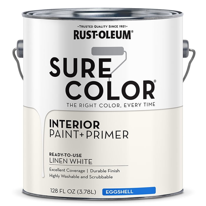 4-Pack of 1 gal Rust-Oleum 380220 Linen White Sure Color Interior Paint ...
