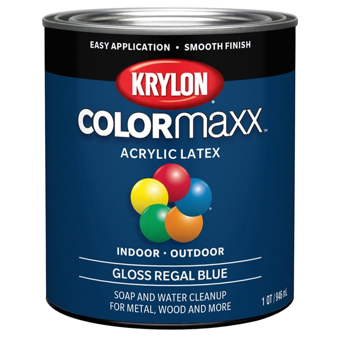 4-Pack of 1 qt Krylon K05646007 Regal Blue COLORmaxx Paint & Primer ...