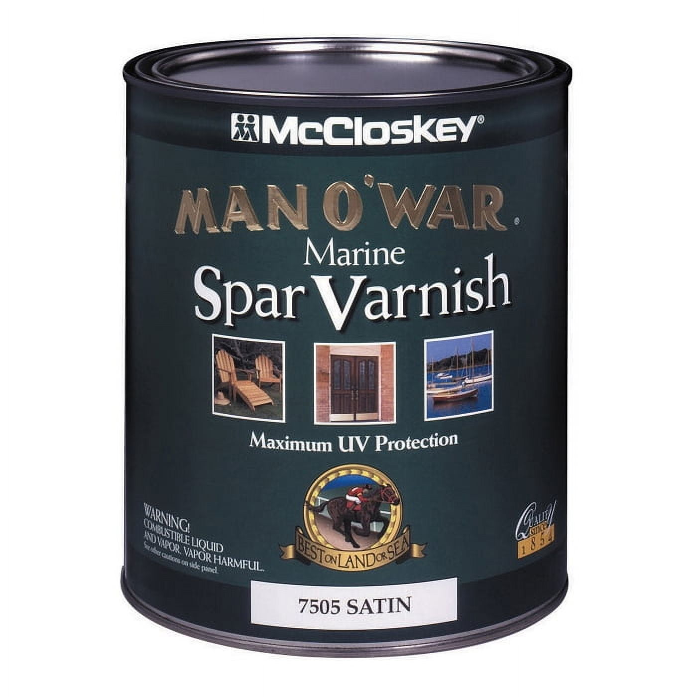 McCloskey 4-Pack 1 qt Clear Man O’War Marine Spar Varnish, Satin Finish ...