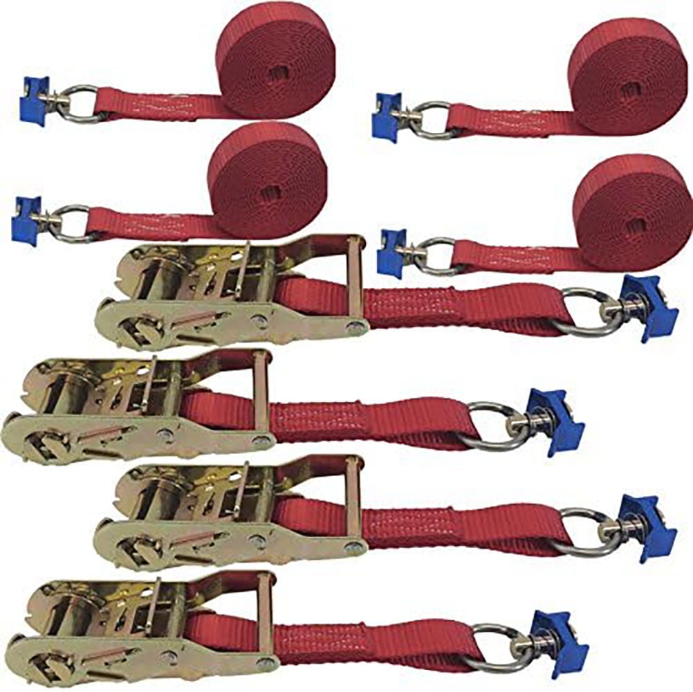 4 Pack of 1in Ratchet Straps with L-Track Fittings (14ft, red ...