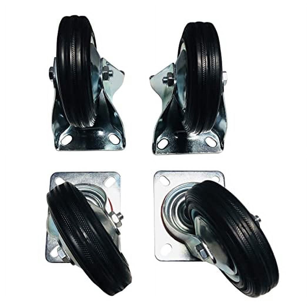 4-Pack of 3-1/2" Small Solid Rubber Casters (2 Swivel and 2 Fixed ...