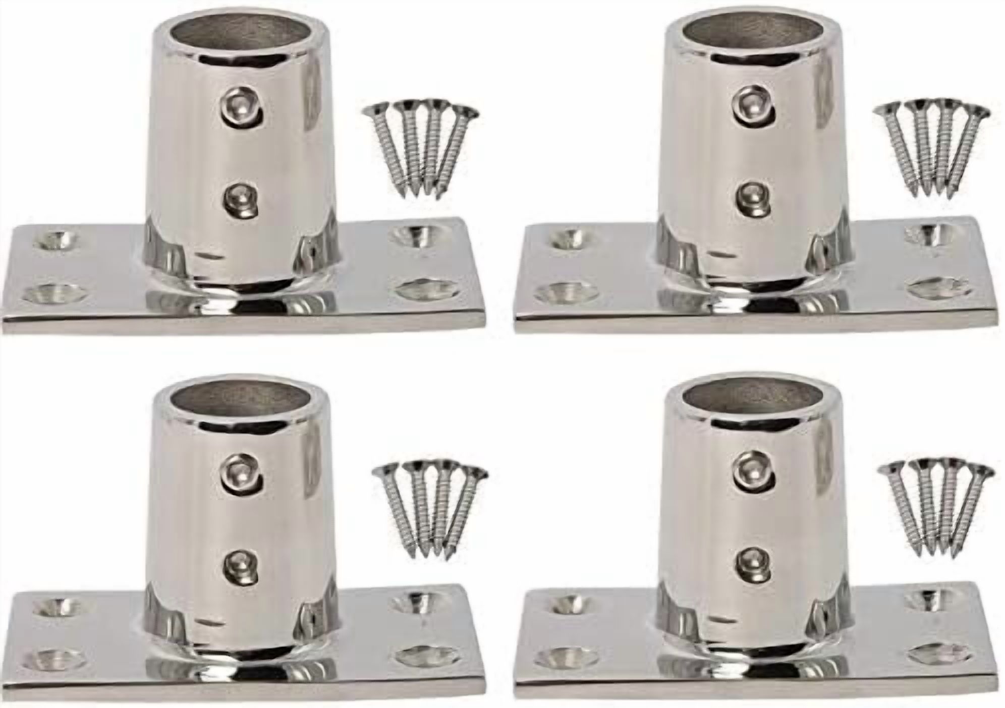 4 Pack of 316 Stainless Steel 90 Degree Rectangle Bases Boat Marine ...