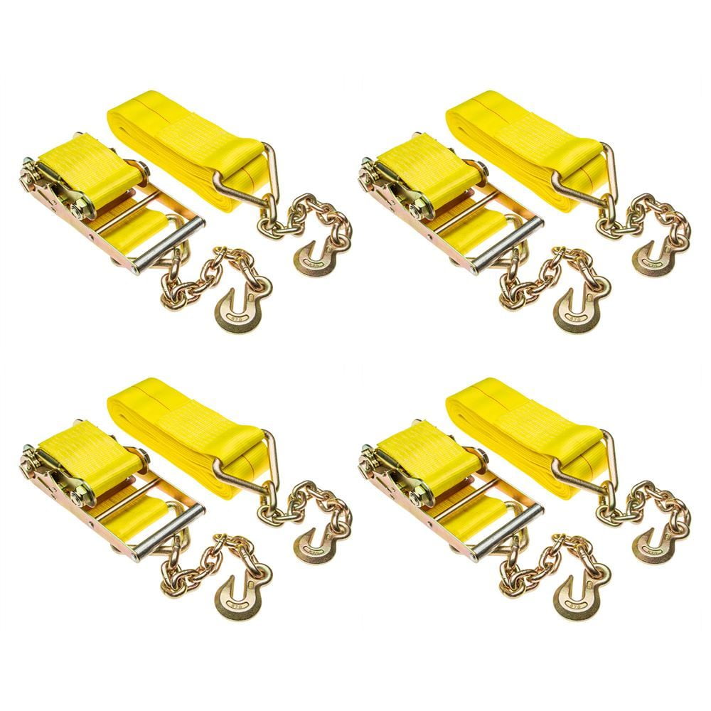 4-Pack of 4in x 40' Heavy-Duty Ratchet Strap with Chain Extensions ...