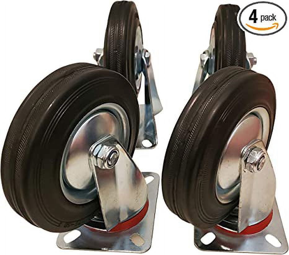 4-Pack of 5" Large Size Solid Rubber Swivel Casters (2 Swivel and 2 ...