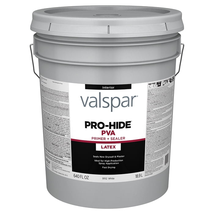 4-Pack of 5 gal Valspar 91112 White Pro-Hide Interior Latex PVA Primer ...