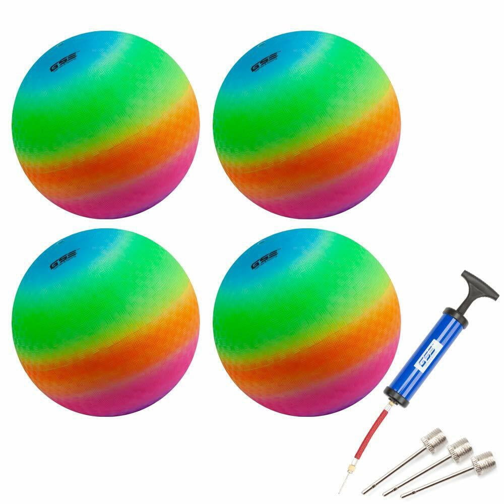 4-Pack of 8.5" School Rainbow Playground Balls. Dodgeball. Kickball ...