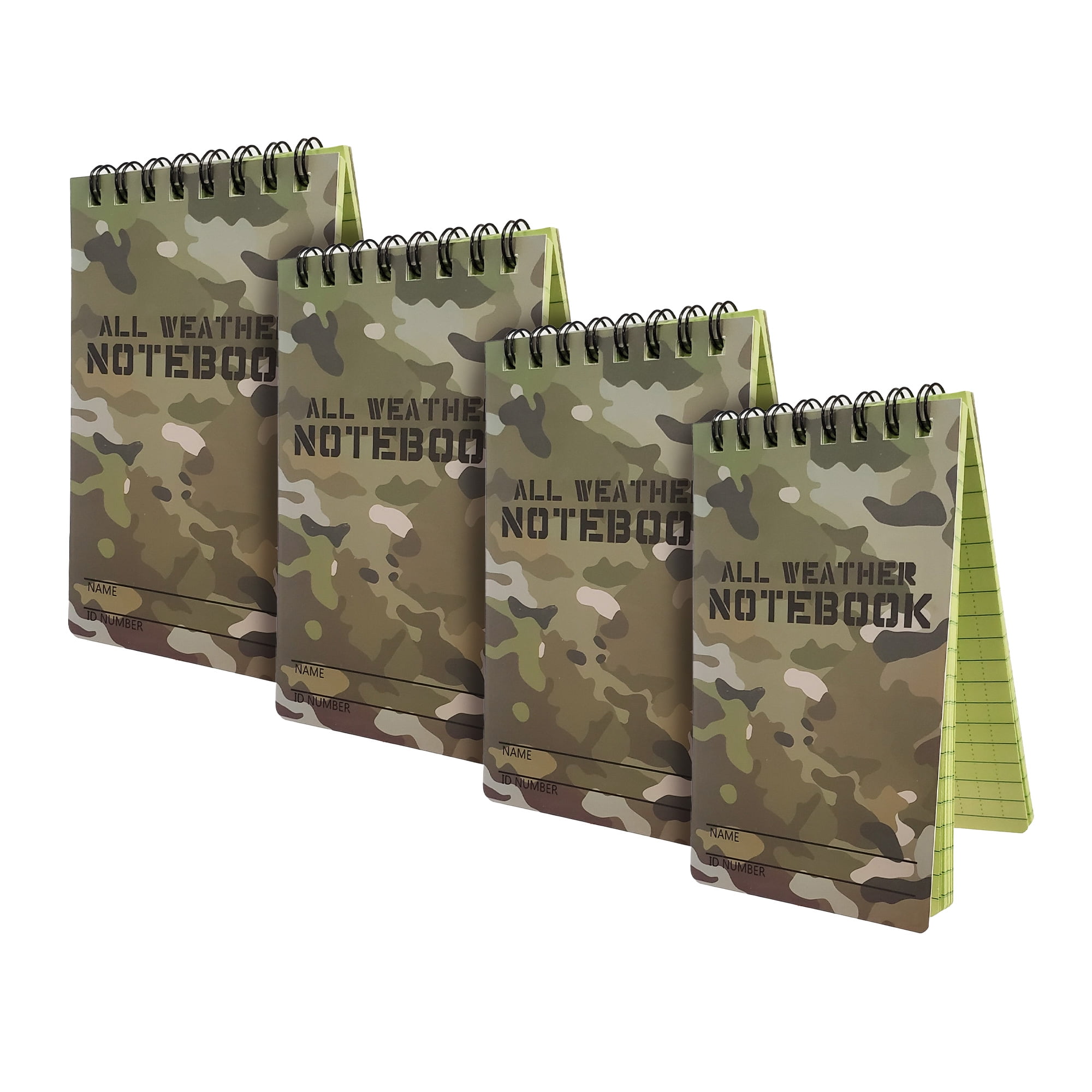 4-Pack of All Weather Waterproof Spiral Notebook 3” x 5” with Camo ...