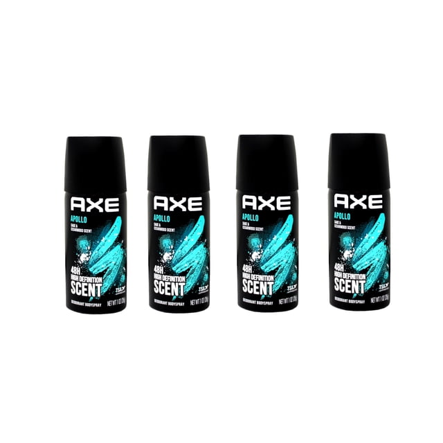 Axe Body Spray Apollo Fragrance Collection, 4 Pack, Travel Size, 1 ...