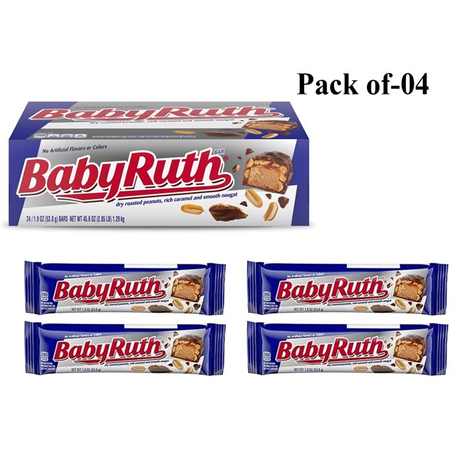 4 Pack of Baby Ruth - Full-Size Candy Bars for Snacks Time | 1.9 Oz Per ...
