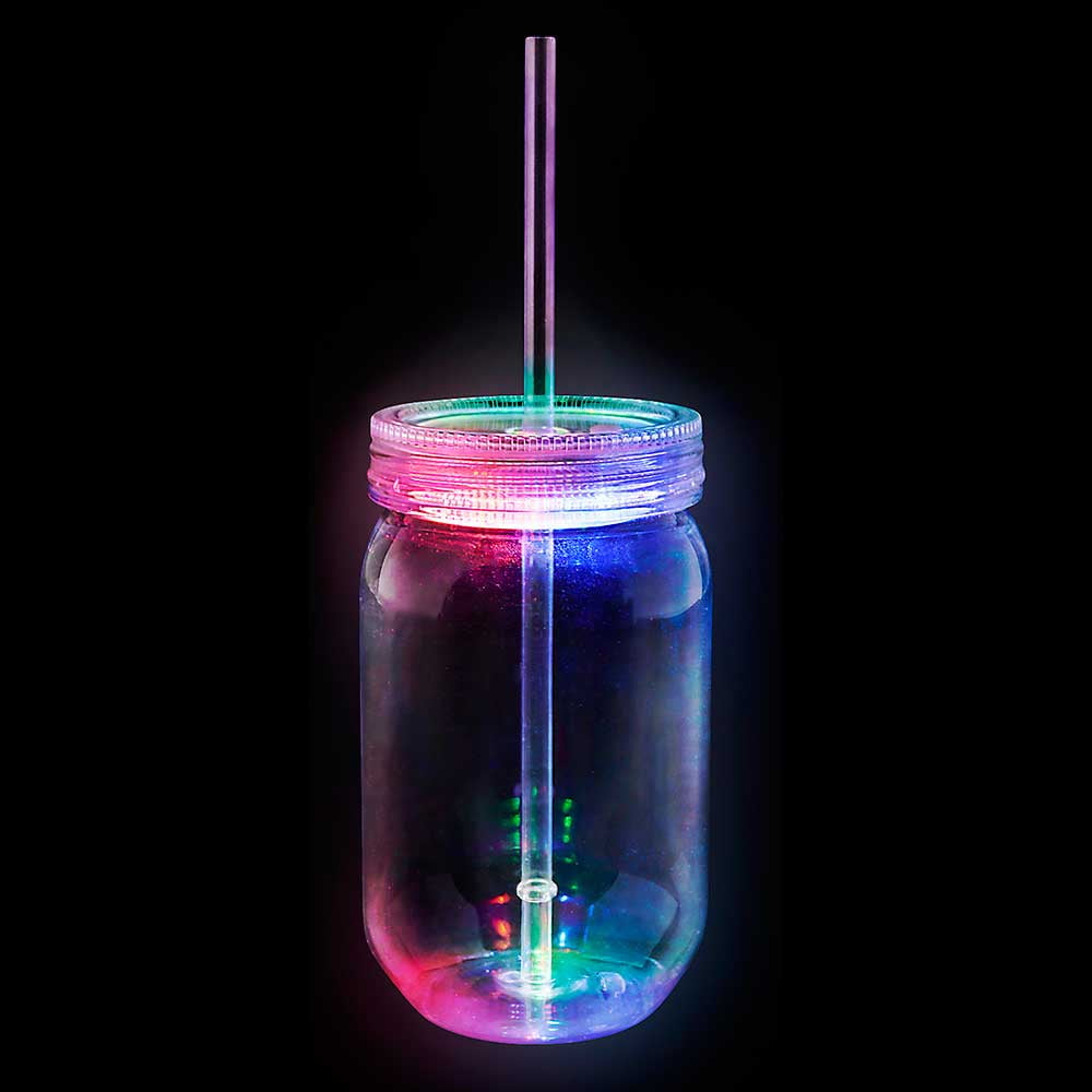 4-Pack of Flashing Panda 22 Oz LED Light-Up Flashing Mason Jar Drink ...