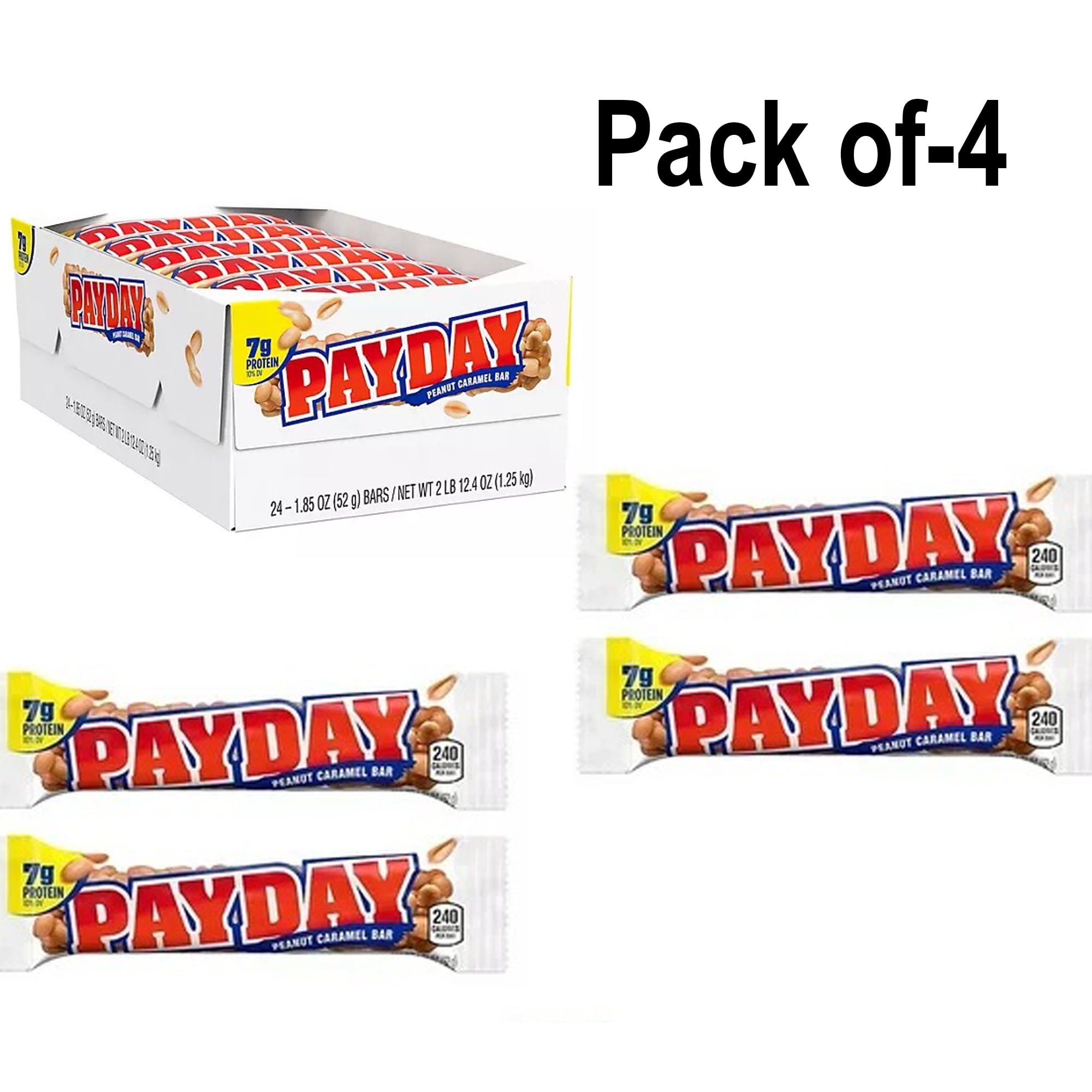 Pack Of 4 PAYDAY Peanut Caramel Candy Bars | 1.85 Oz Per Bar | Crown ...