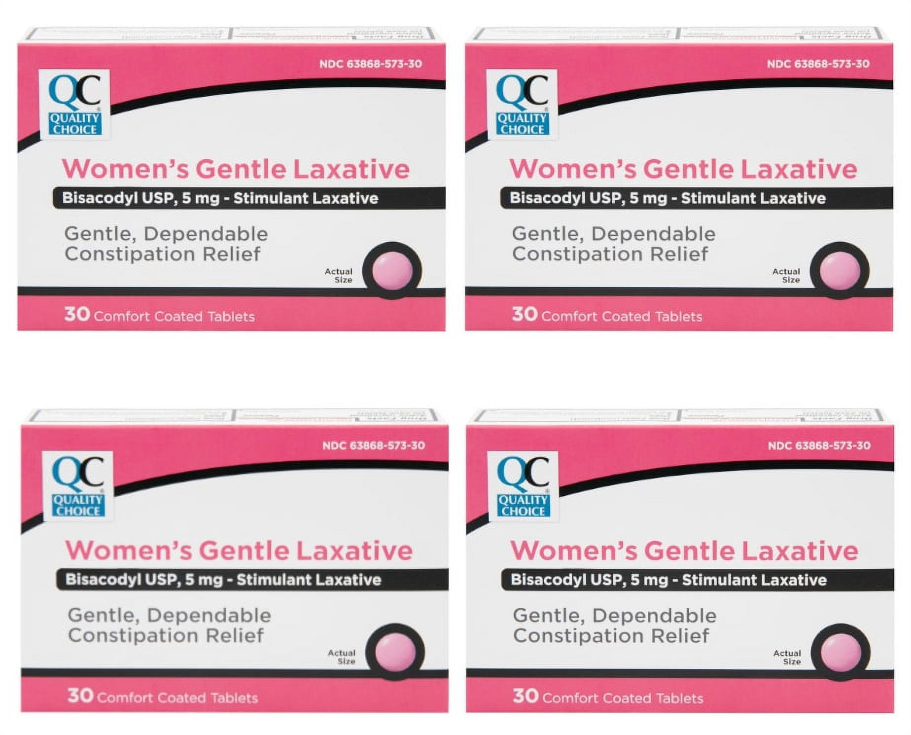 4 Pack of Quality Choice Bisacodyl 5mg Women's Gentle Laxative, 30 ...